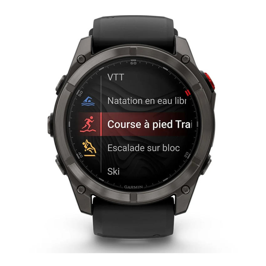Garmin Fenix 8 Sapphire Titane Carbon Gray DLC GPS Maroc - Technoinfo